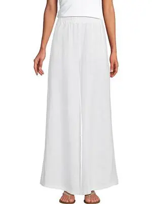 LANDS' END Lands' End Linen High-Rise Palazzo Pants White