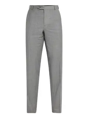 Brioni Wool Sharkskin Straight Leg Trousers - Gray