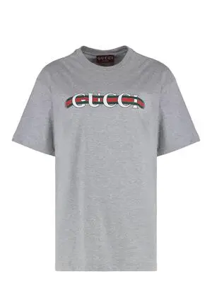Gucci Cotton Crew-Neck T-Shirt Grey