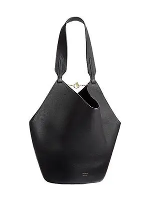 Khaite Lotus Small Leather Tote Bag - Black