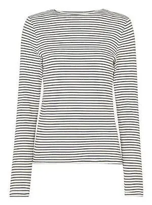 Whistles Striped Long-sleeved Stretch-cotton Top - Cream