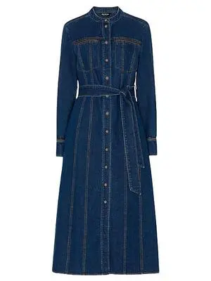 Whistles Myra Tie-waist Denim Midi Dress - Blue