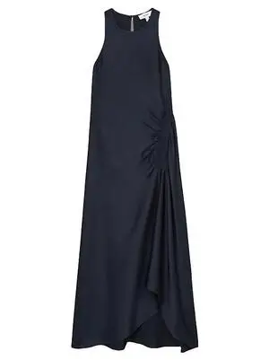REISS Anessa Sleeveless Satin Midi Dress - Navy
