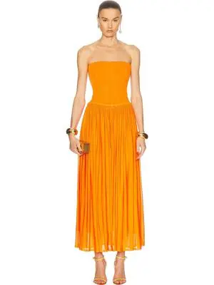 Simkhai Adalys Bustier Midi Dress - Tangerine