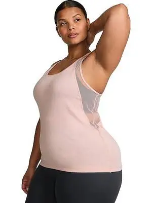 Victoria's Secret Vsx Cotton Jersey Racerback Tank Top - Beige