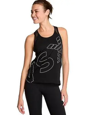 Victoria's Secret Vsx Cotton Jersey Racerback Tank Top - Black