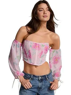 Victoria's Secret Peony Chiffon Corset Top - Floral