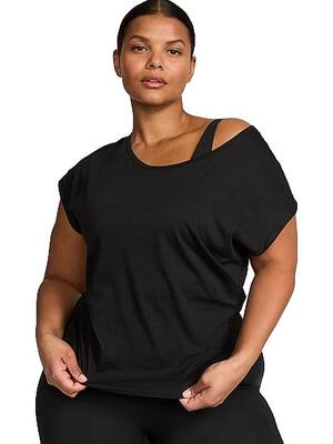 Victoria's Secret Vsx Pima Cotton Jersey Open-back Tee - Black