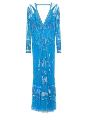 Zuhair Murad Art Deco-embroidered Gown - Blue