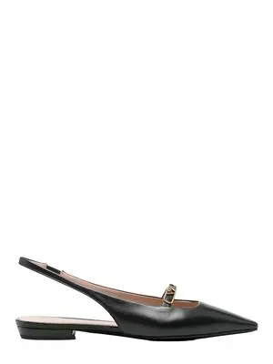 Emporio Armani Leather Ballet Flats - Black