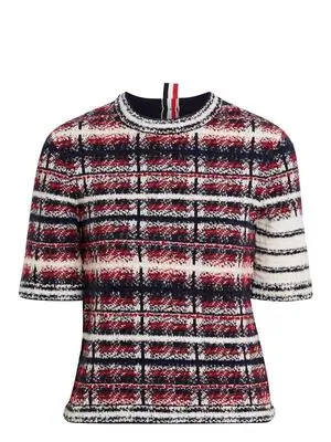 Thom Browne Jacquard-Knit Wool-Blend Sweater Red