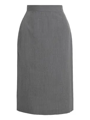 Thom Browne Wool-seersucker Midi Skirt - Gray