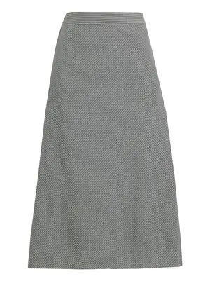 Thom Browne Striped Cashmere-seersucker Midi Skirt - Gray