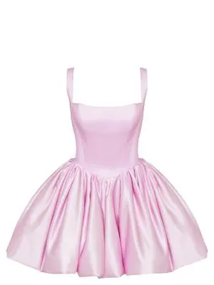 MILLA Satin Mini Dress With Puffy Skirt - Pink