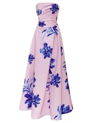 MILLA A-line Maxi Gown With Floral Print - Pink-blue