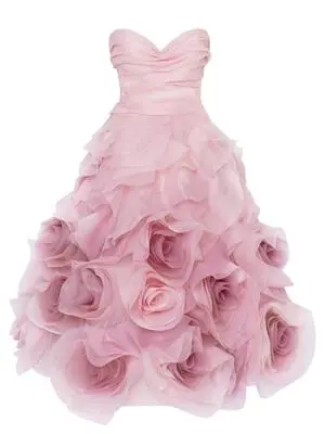 MILLA Dramatic Flowered Organza Midi - Misty Rose