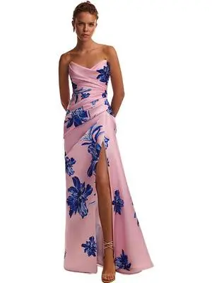 MILLA Strapless Printed Maxi Dress - Pink-blue