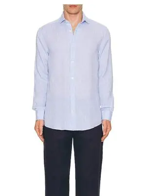 Frescobol Carioca Antonio Linen Shirt In . Also - Blue
