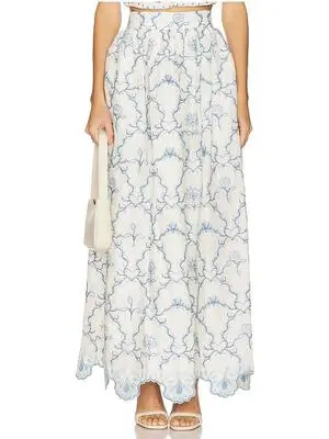 Agua Bendita Embroidered Maxi Skirt - Ivory