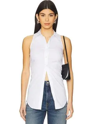 SIMONMILLER Loch Sleeveless Poplin Button Up - Macadamia