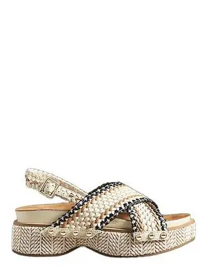 KELSI DAGGER BROOKLYN Pace Raffia Platform Sandals - Neutral Pattern