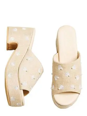 Matisse Embroidered Platform Heeled Sandals - Neutral Pattern