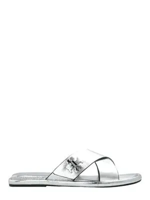 Tory Burch Logo-plaque Sandals - Silver