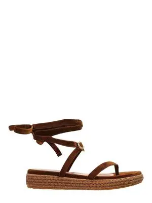 GIANVITO ROSSI Leather Flat Sandals - Brown