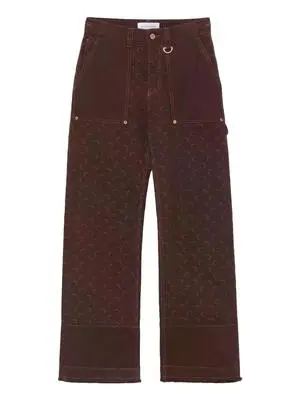MARINE SERRE Moon-jacquard Twill Jeans - Brown