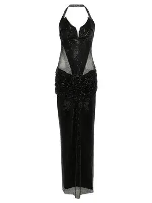 MITILIANE COUTURE Crystal-embellished Mesh Maxi Dress - Black