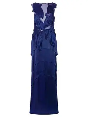 Alberta Ferretti Satin Maxi Dress - Blue