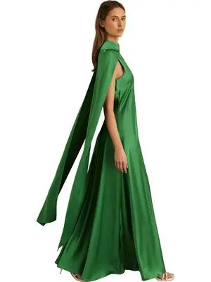 REISS Fae Petite Satin Maxi Dress - Green