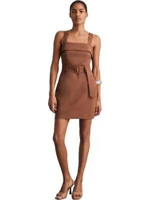 REISS Fia Belted Mini Dress - Brown