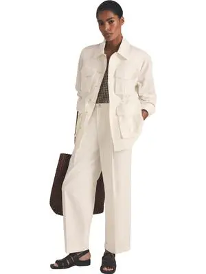 REISS X Les 100 Ciels Luca Wide-leg Trousers - White