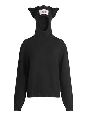 CHARLES JEFFREY Merino Ears Balaclava Jumper - Black