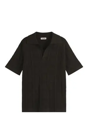 JIL SANDER Crochet Polo Shirt - Black