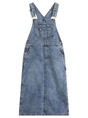 Dickies Bib Overall Midi Dress - Rinsed Blue