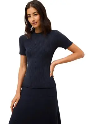 MARIE OLIVER Kayla Ribbed Top - Navy