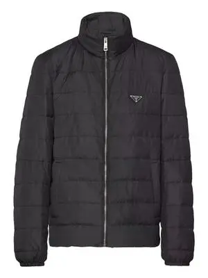 Prada Down Jacket With Triangle Logo - Black