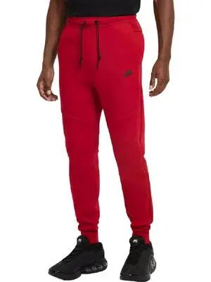 Nike Tech Fleece Gym /black Track Pants - Red