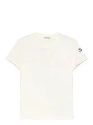 Moncler Moncler Embroidered-Logo Cotton T-Shirt Neutrals