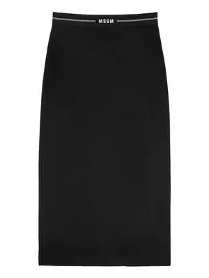 MSGM Logo-band Midi Skirt - Black