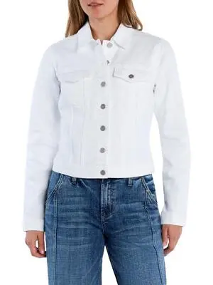 HINT OF BLU Sleek Stretch Denim Trucker Jacket - White