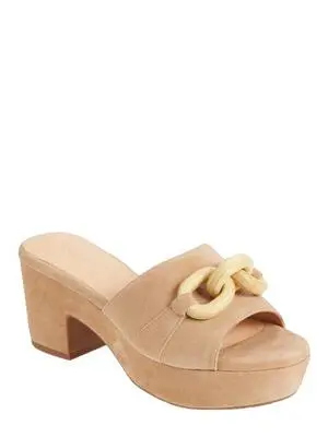 CHOCOLAT BLU Grecia Platform Slide Sandal - Latte Suede