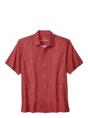 Tommy Bahama Maui Border Silk Short Sleeve Button-up Shirt - Deep Havana