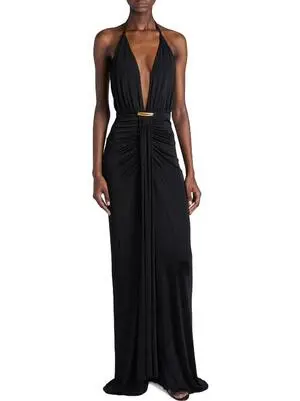 TOM FORD Plunge Halter Gown - Black