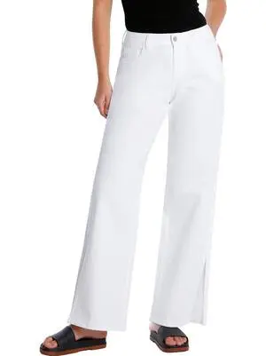 HINT OF BLU Side Slit Wide Leg Jeans - White