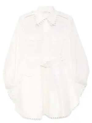 Zimmermann Mini Illuminate Utility Shirt Dress - Neutrals