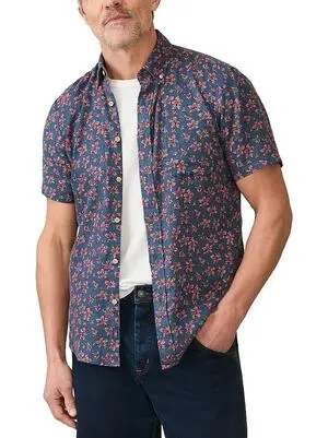 Faherty Brand Short Sleeve Breeze Shirt - Berry Navy Floral