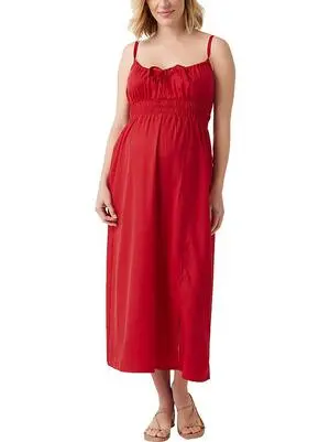 INGRID & ISABEL Maternity Strappy Midi Dress - Red